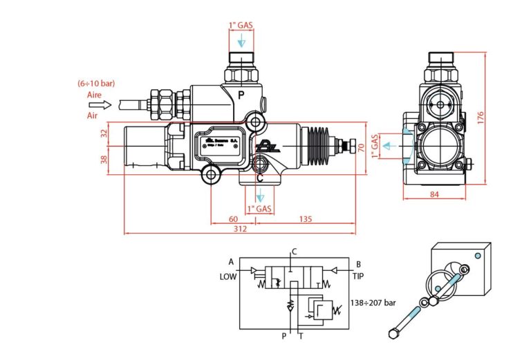 9045390/2 BZD 180L 2 PNEUMATIC PRESSURES TIPPING VALVE - Bezares SA ...